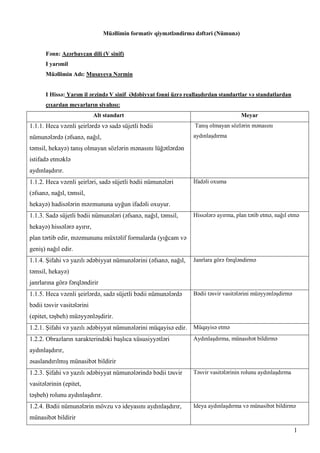 Formativ qiymetlendirmedefteri edebiyyat | DOC