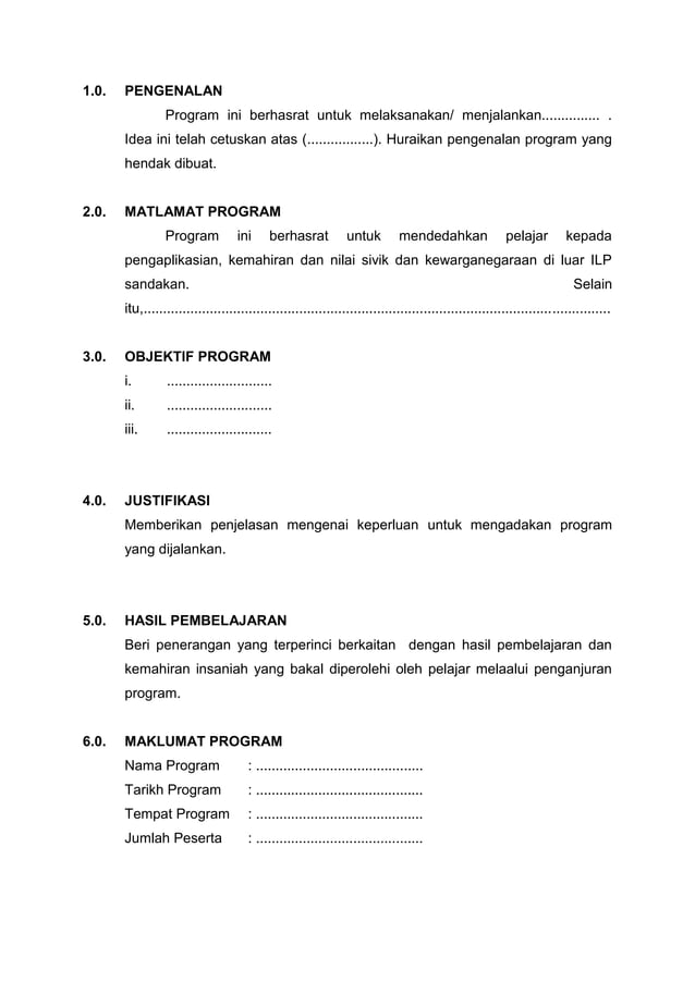 Format kertas cadangan/ proposal/kertas kerja | PDF