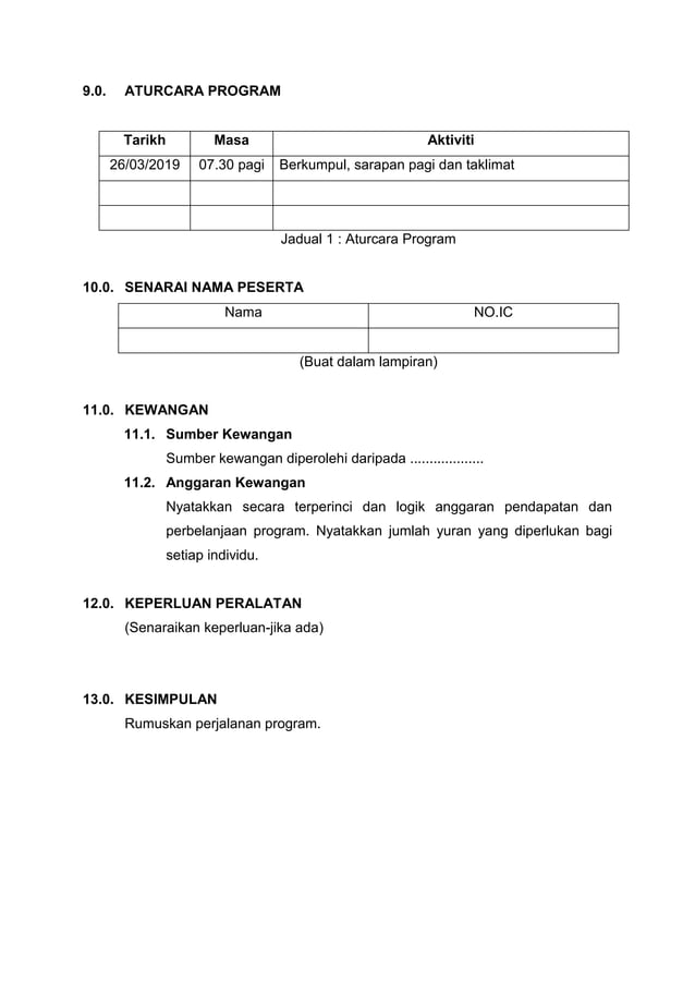 Format kertas cadangan/ proposal/kertas kerja | PDF