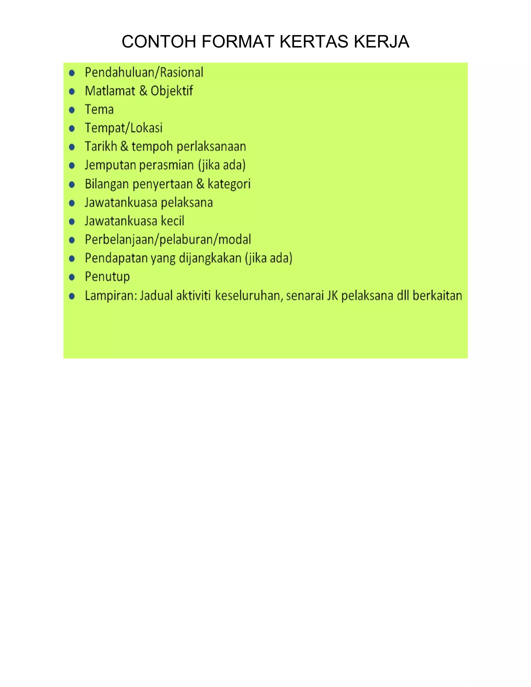 Format kertas kerja | DOC