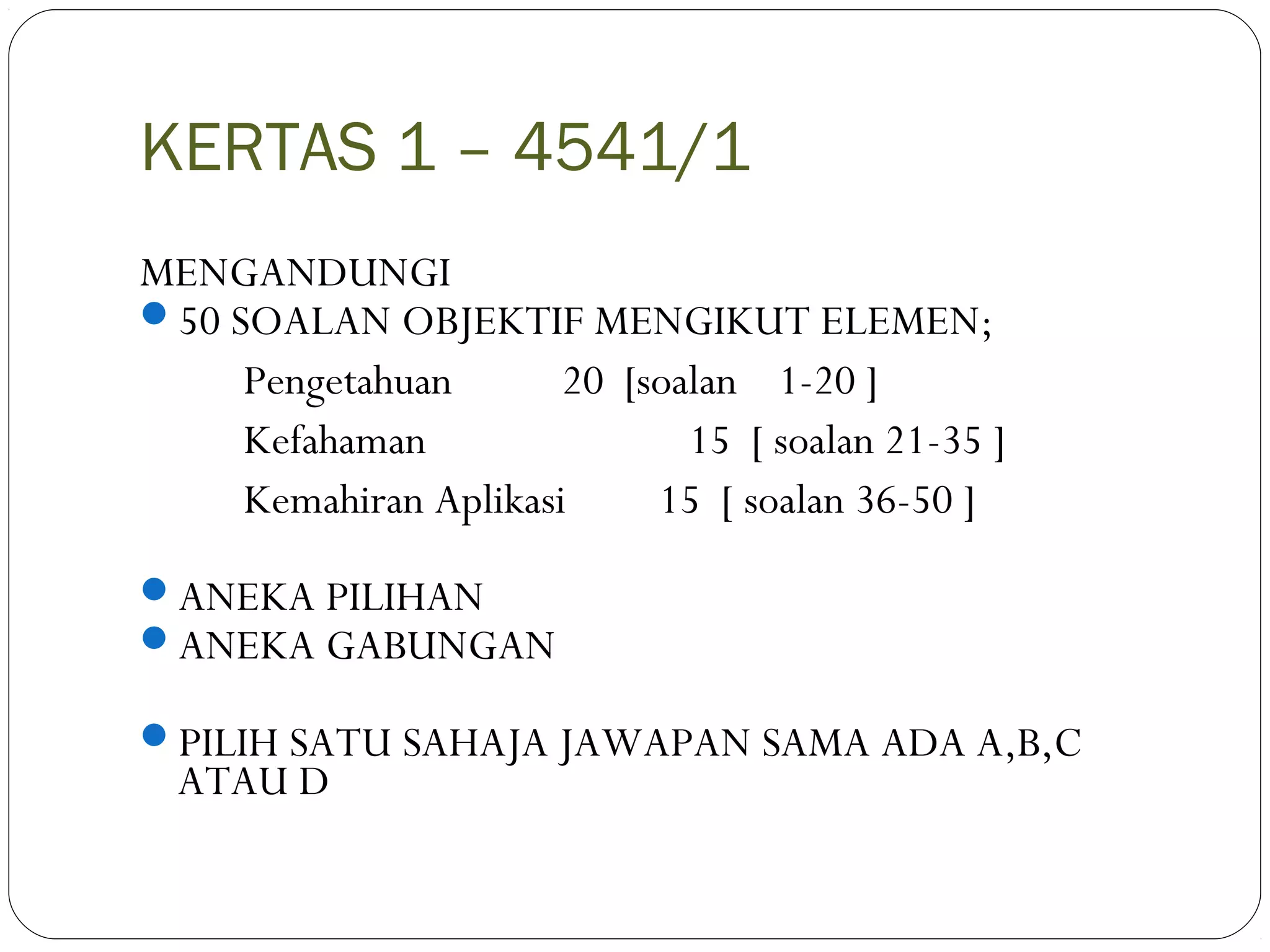 Format kertas spm Kimia | PPT