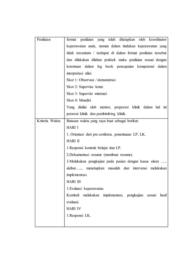 Format kontrak belajar keperawatan ana1 | PDF