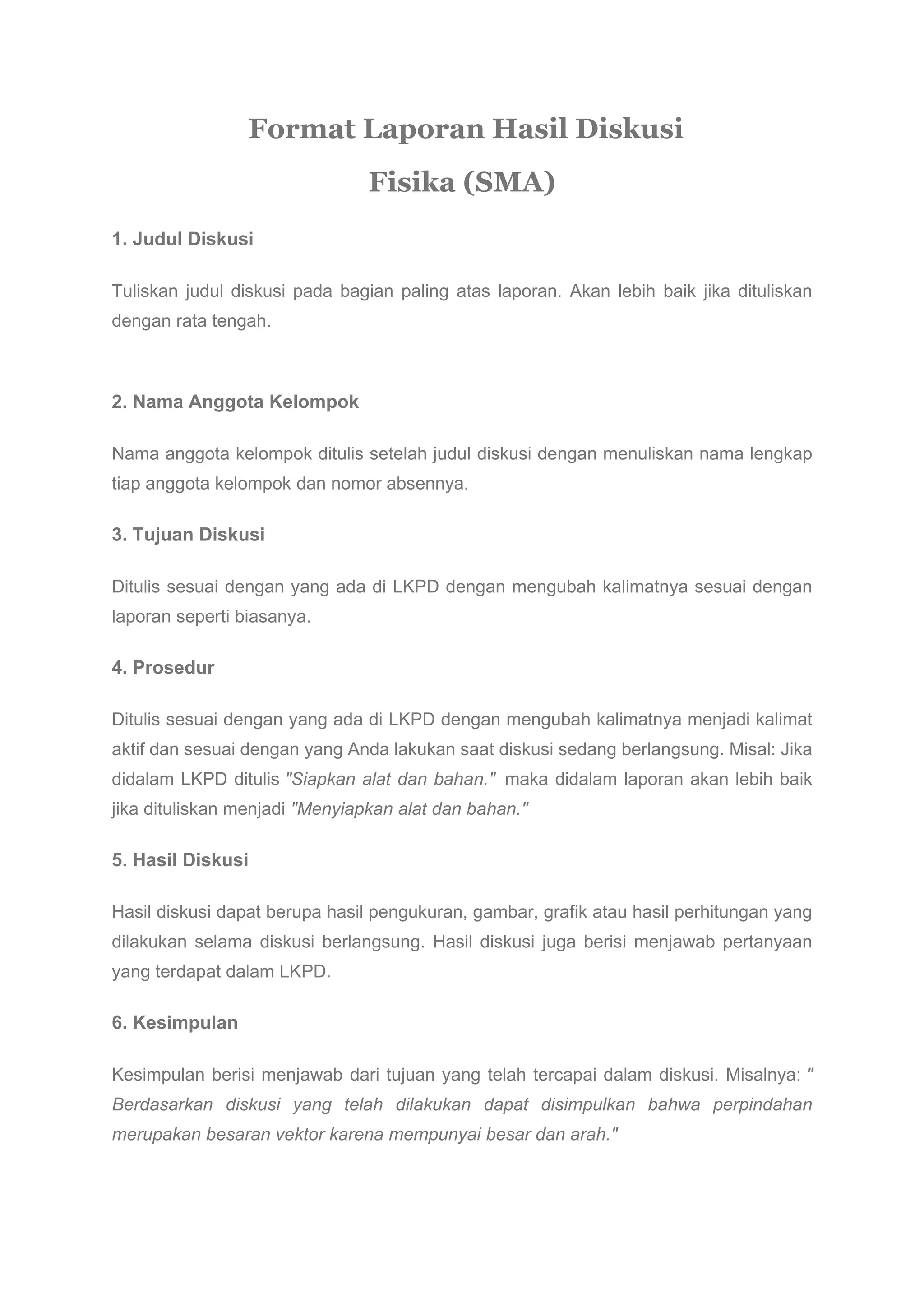 Format laporan hasil diskusi | PDF
