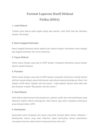 Format laporan hasil diskusi | PDF