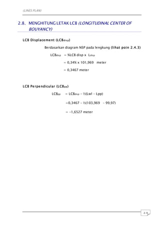 Format laporan lines plan (nsp) Ship Building Engineering 2015 ...