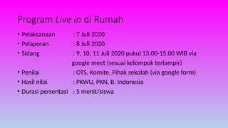 Format Laporan Live In (Program Real Life) Wanita | PPTX
