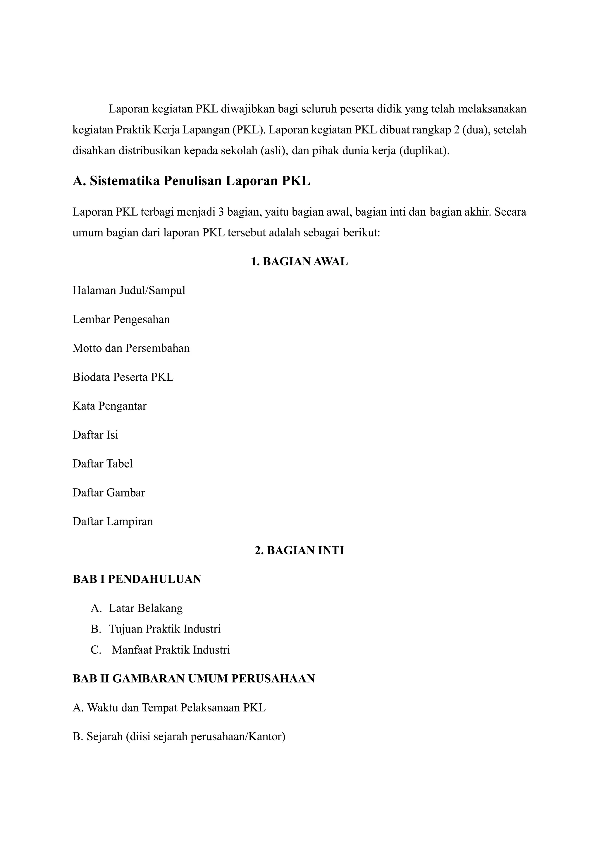 Contoh laporan pkl otomotif smk dan penjelasannya | PDF