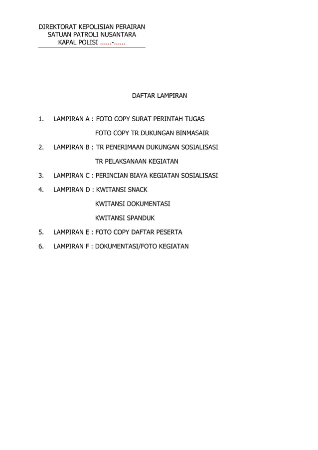 Contoh Format laporan polmas | DOCX