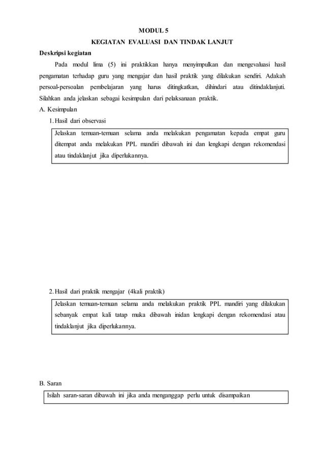 Format laporan ppl m-1 | PDF