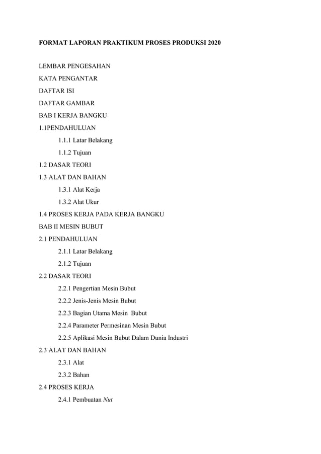 Format laporan praktikum proses produksi 2020 | PDF