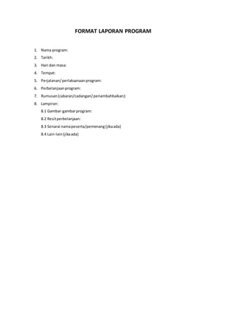 Format laporan program | DOCX