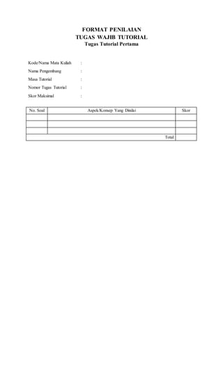 Format laporan Tutor Universitas Terbuka 2014 | DOCX