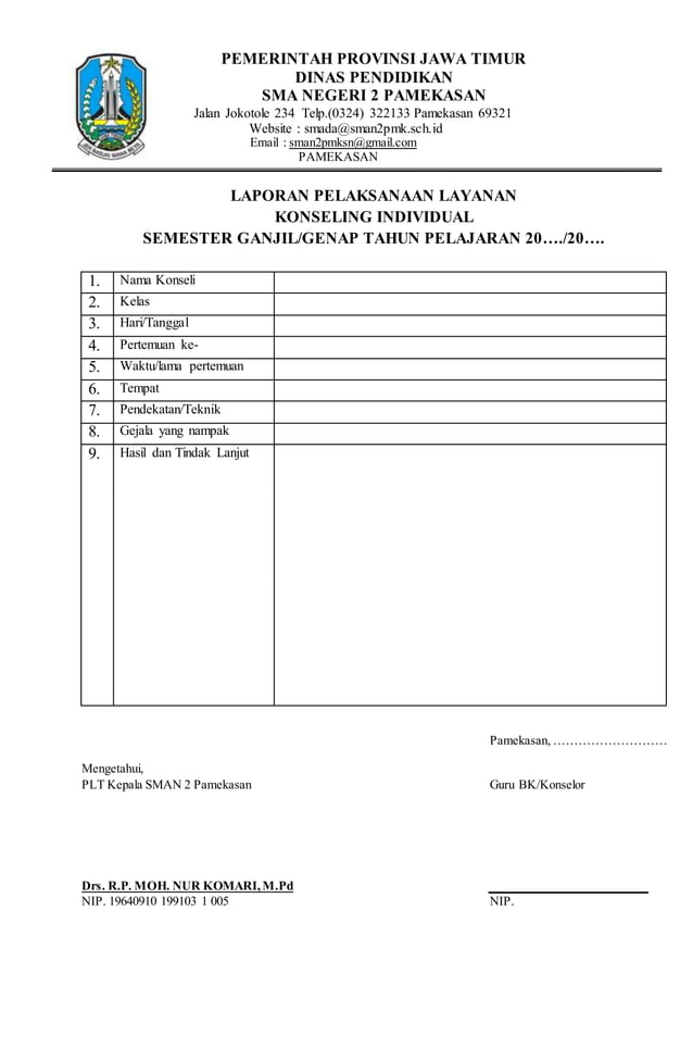 CONTOH LAPORAN KONSELING INDIVIDU | DOCX