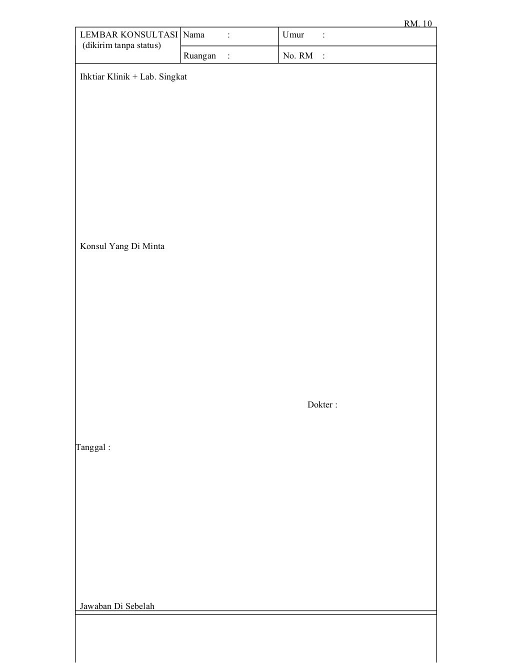 Contoh Format lembaran rm