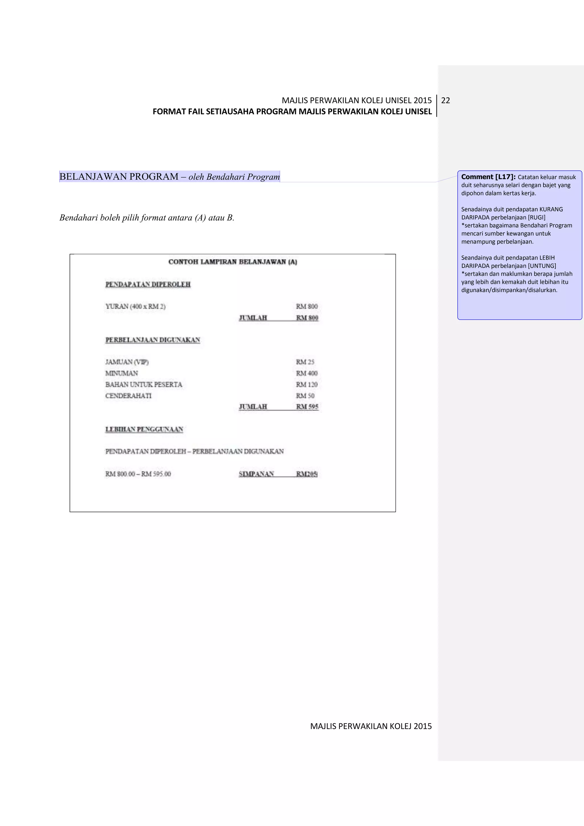 2015, RUJUKAN: FORMAT LENGKAP SETIAUSAHA PROGRAM/ PERSATUAN/KELAB ...