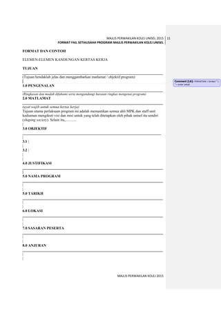 2015, RUJUKAN: FORMAT LENGKAP SETIAUSAHA PROGRAM/ PERSATUAN/KELAB ...