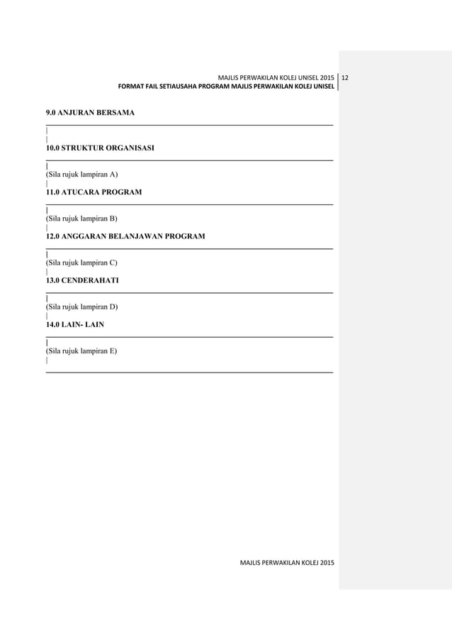 2015, RUJUKAN: FORMAT LENGKAP SETIAUSAHA PROGRAM/ PERSATUAN/KELAB ...