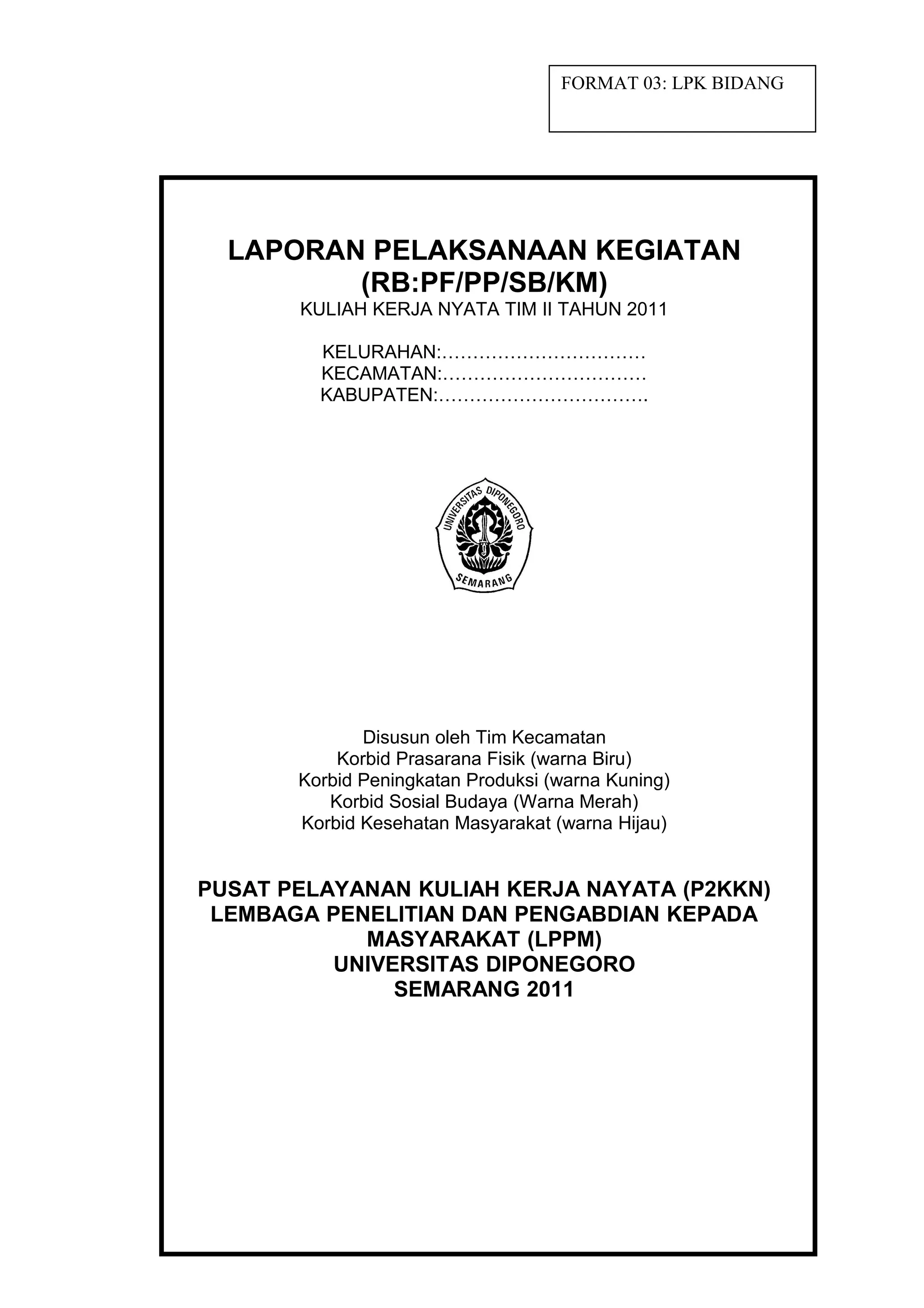 Format lpk (laporan program kerja) | DOC