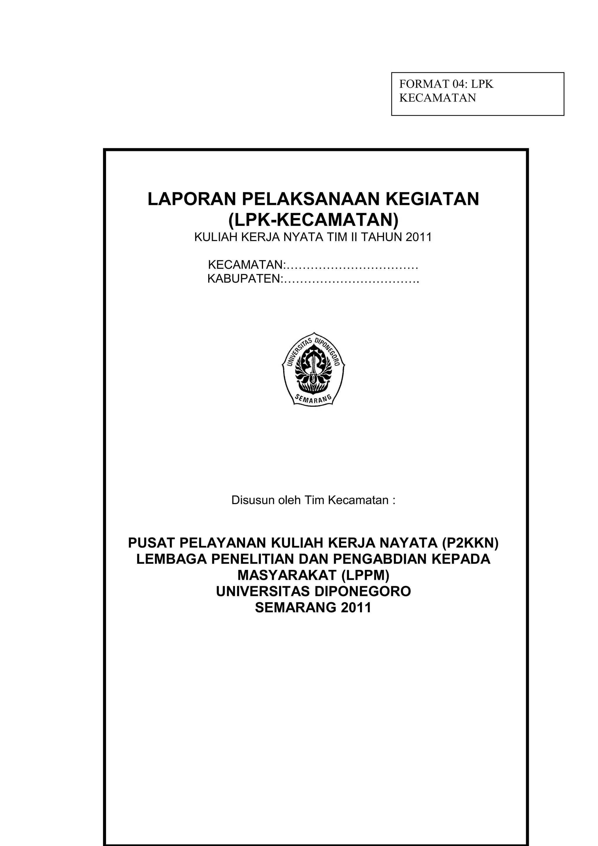 Format lpk (laporan program kerja) | DOC