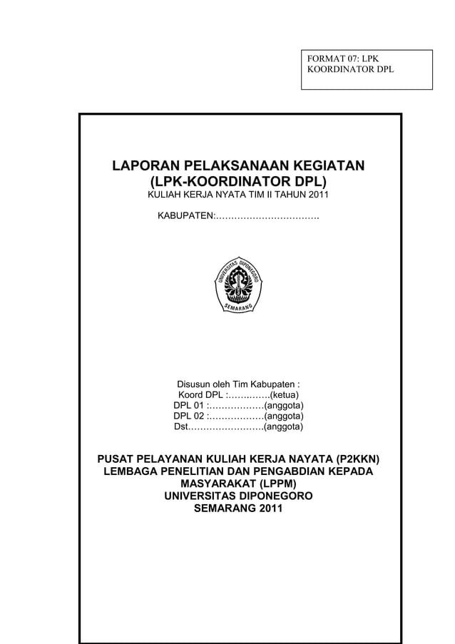 Format lpk (laporan program kerja) | DOC