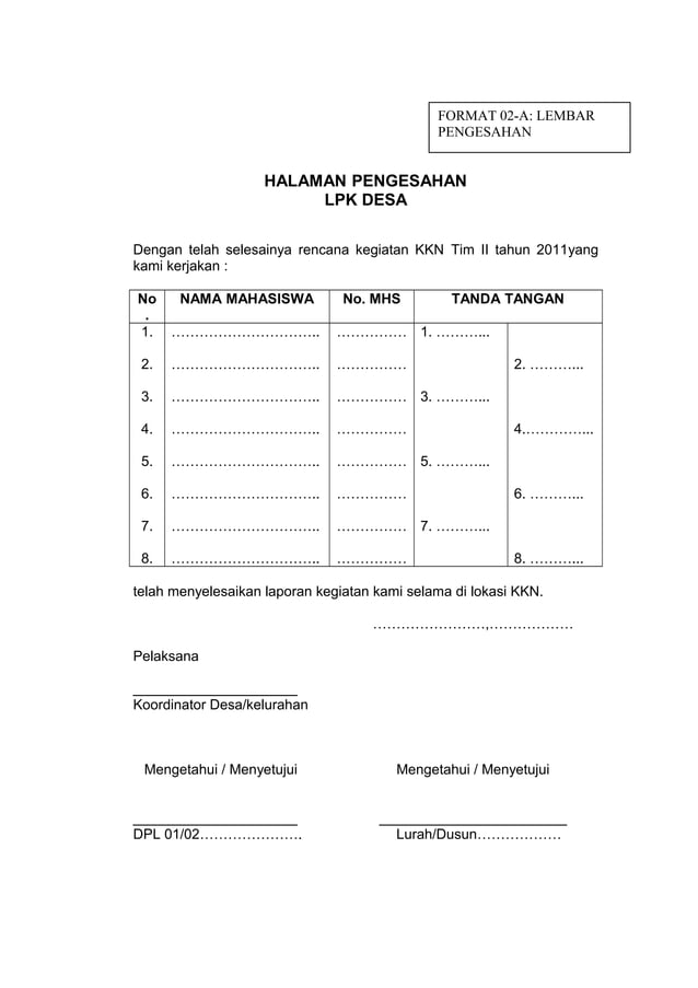 Format lpk (laporan program kerja) | DOC