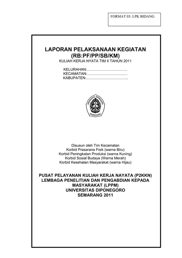 Format lpk (laporan program kerja) | DOC