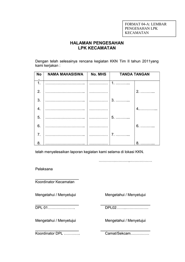 Format lpk (laporan program kerja) | DOC