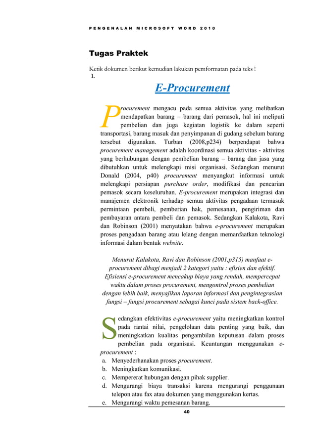 Format modul praktek word 2010 28 feb 2013 edited | PDF