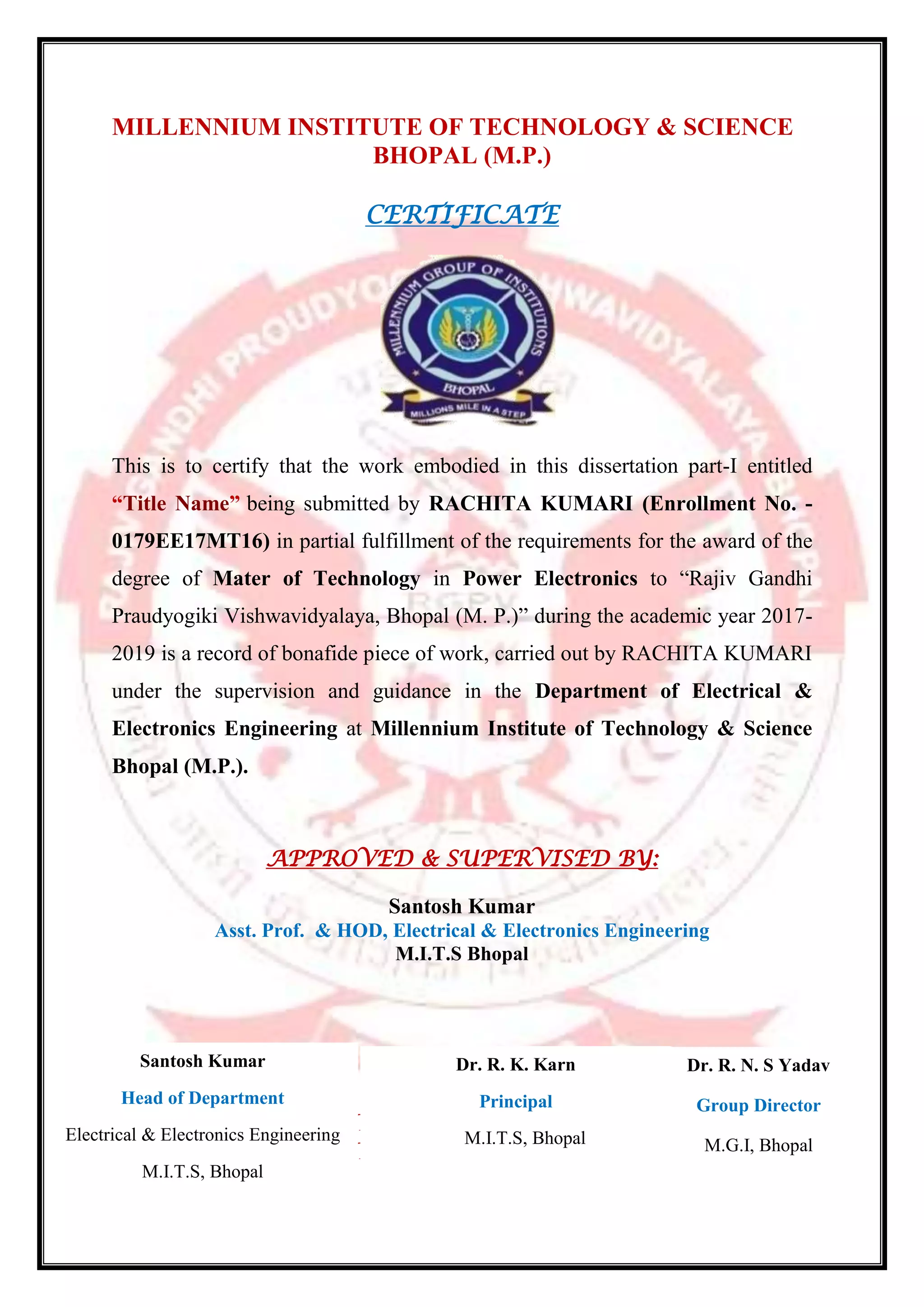 Format mtech synopsis | PDF