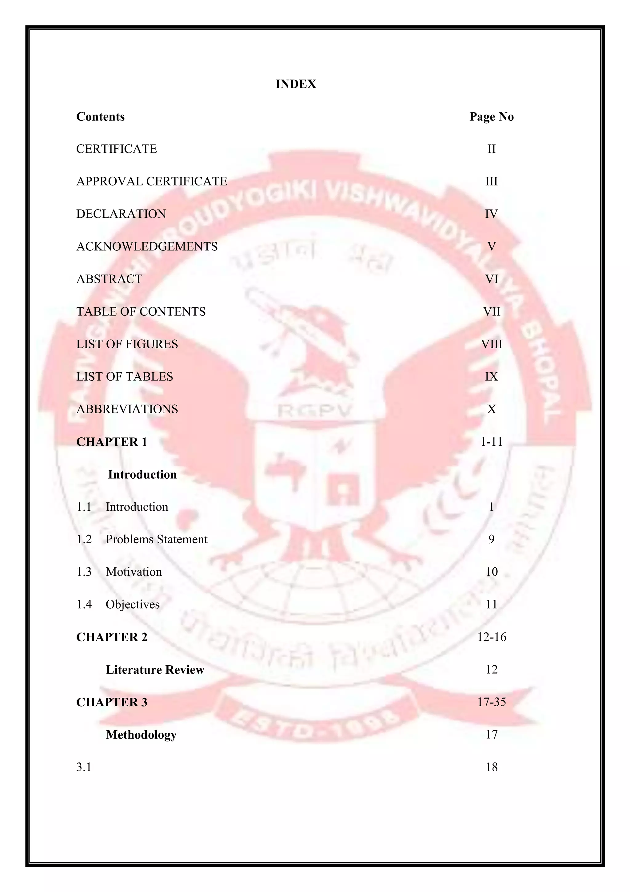 Format mtech synopsis | PDF