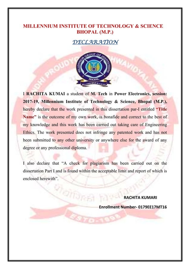 Format mtech synopsis | PDF | Business | Business and Finance