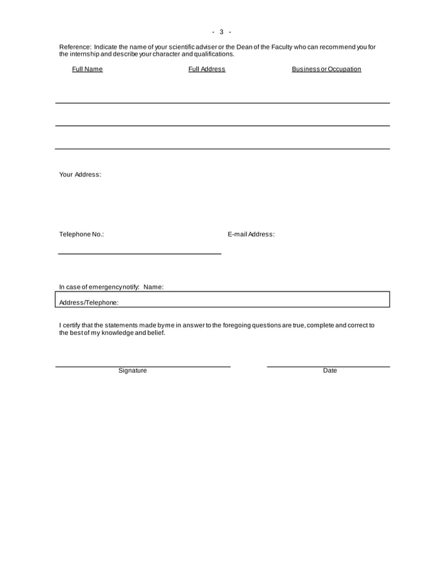 Formato Internship Application Form Pdf