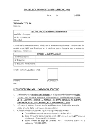 Modelo De Solicitud De Utilidades 2023 - Riset