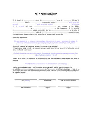 Formato De Acta Administrativa Consulado Mexicano