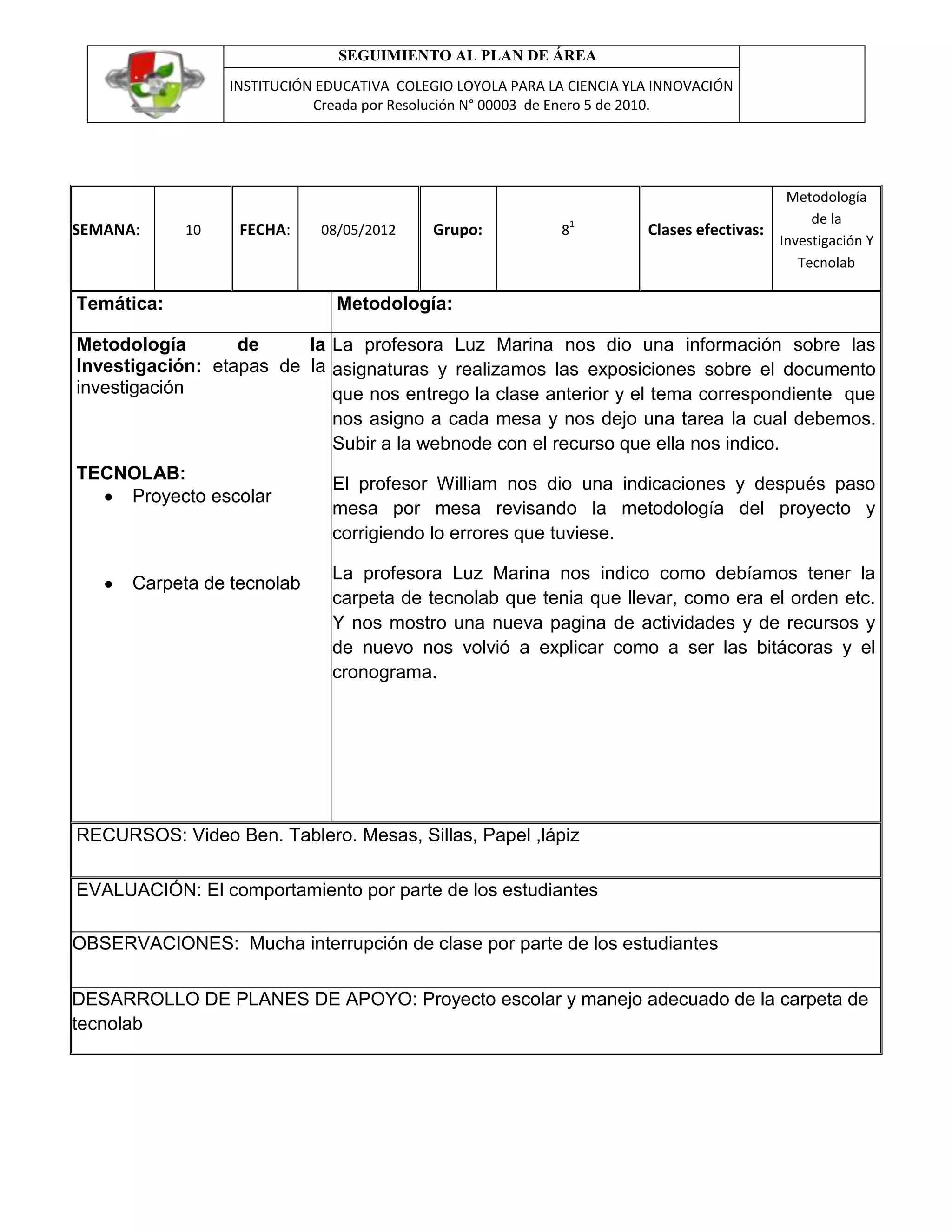 Formato bitácora (10 | DOCX | Education