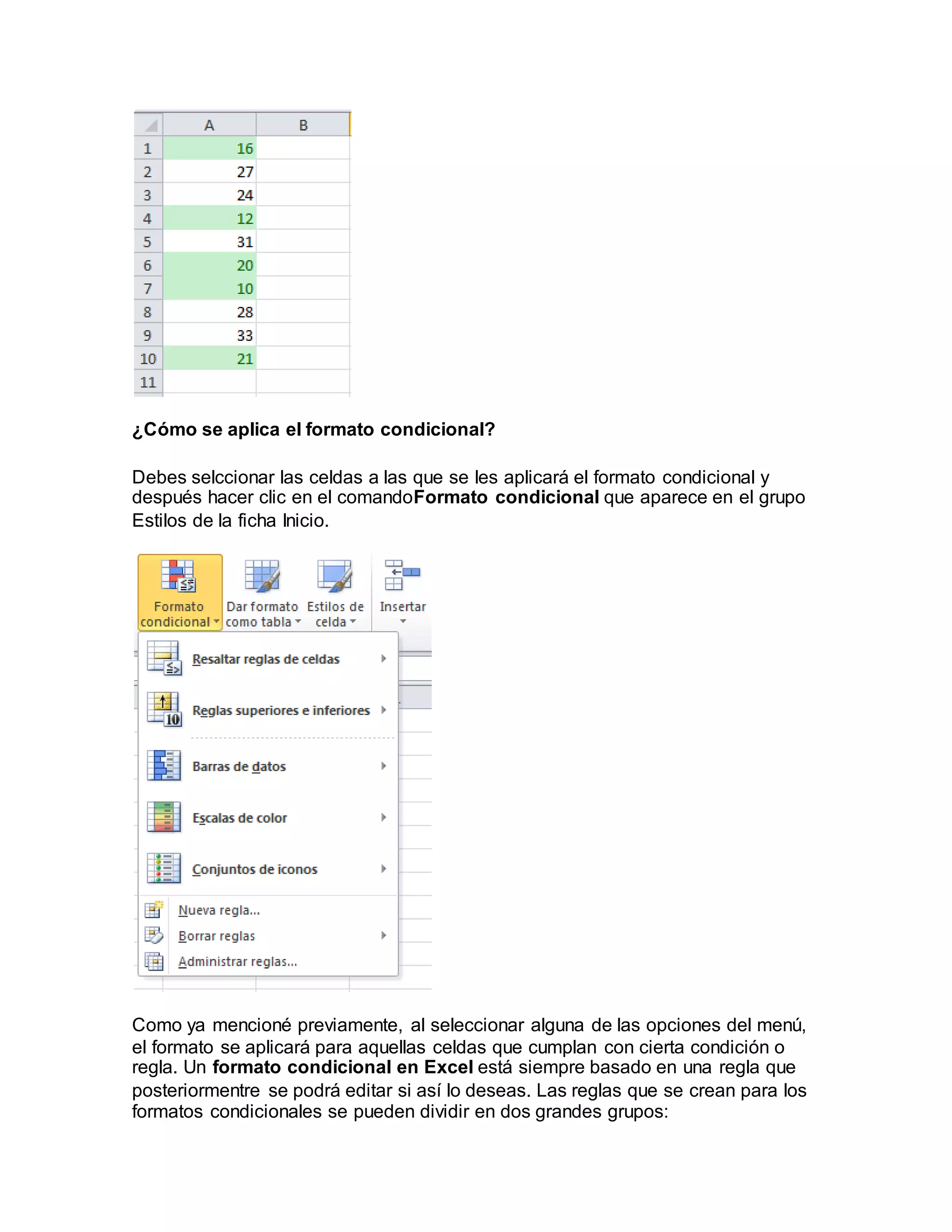 Formato condicional | DOCX