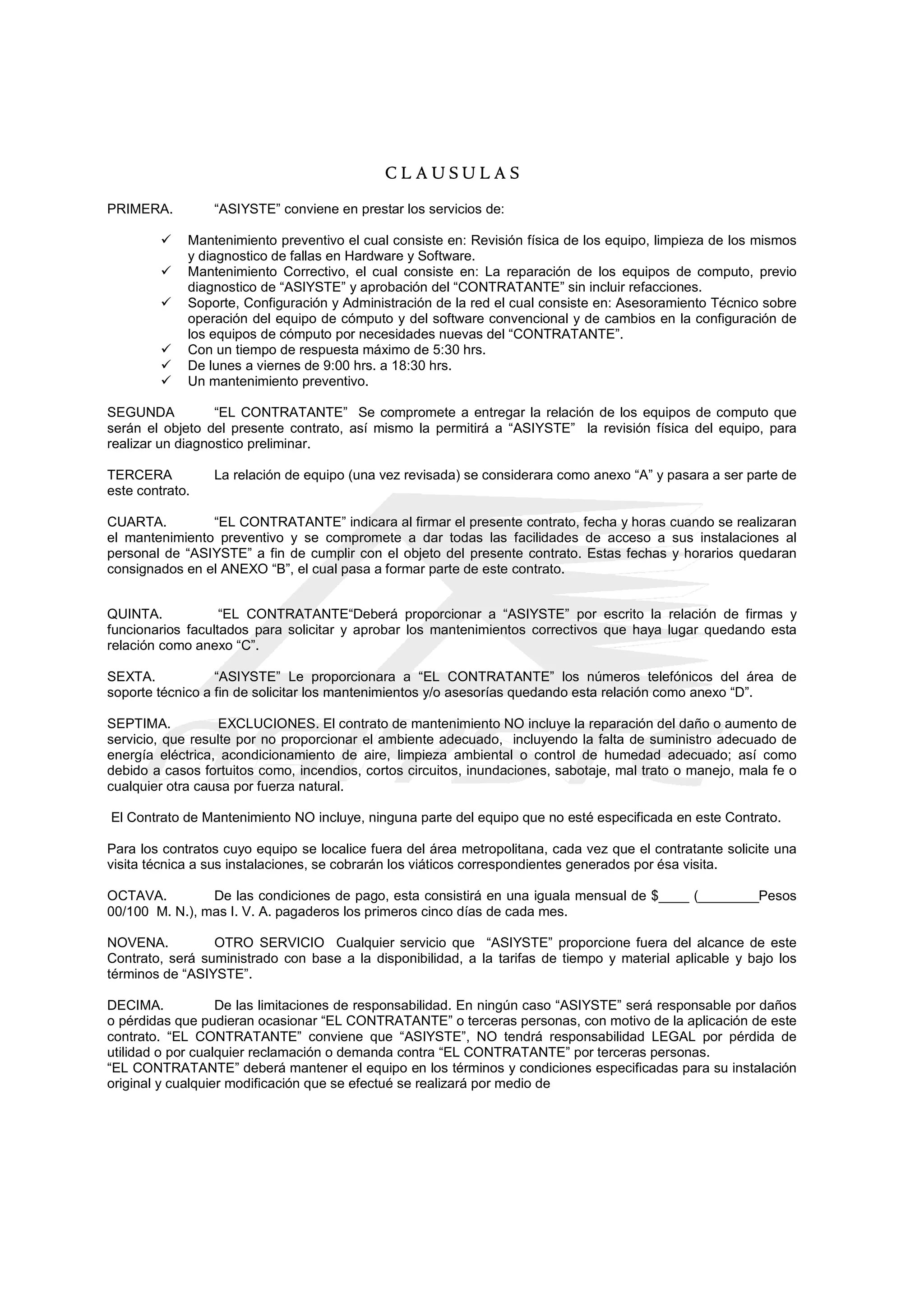 Formato contrato de mantenimiento | PDF | Computing | Technology ...