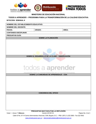 Formato de bitácora del docente | DOCX