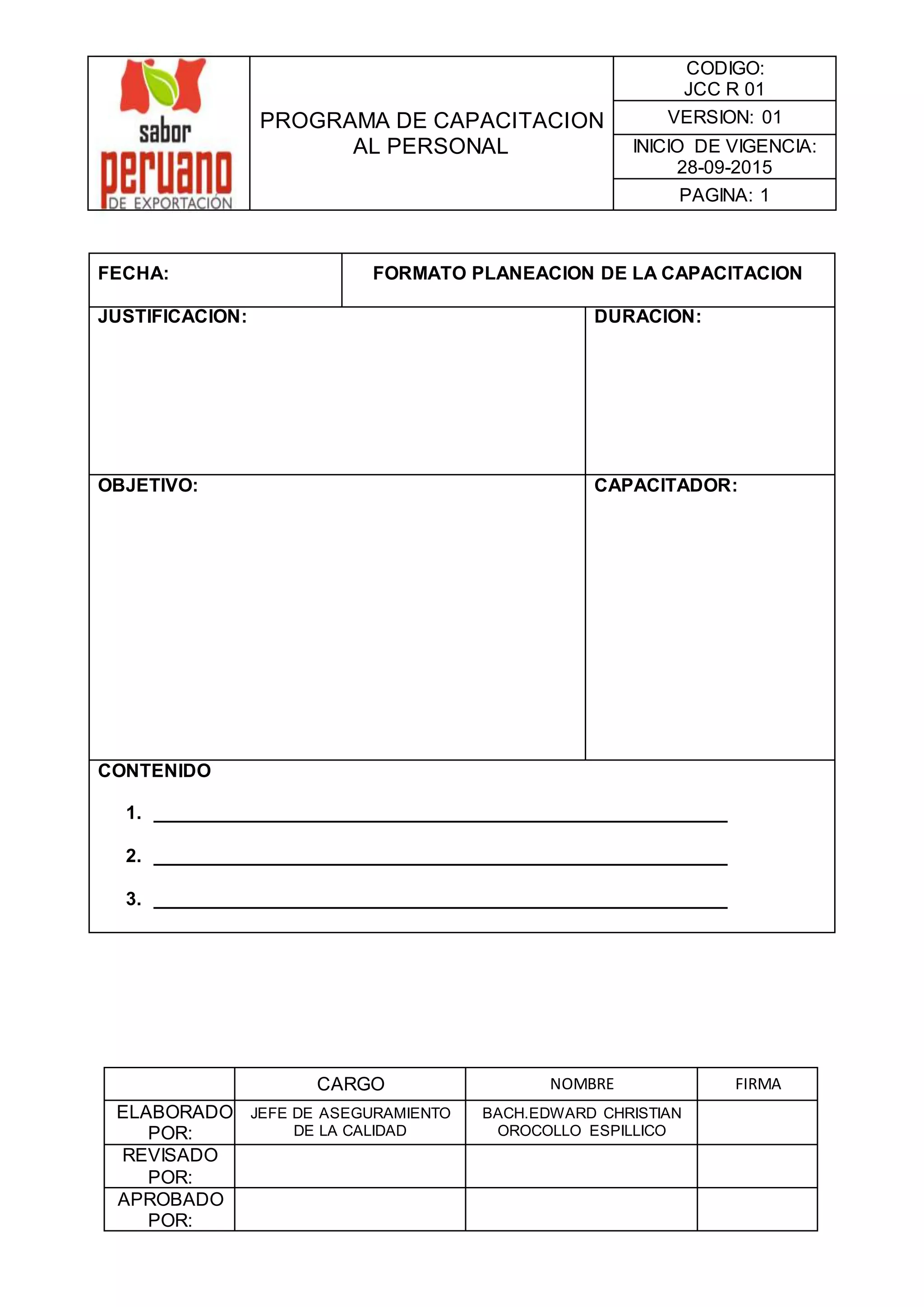 Formato de capacitacion | PDF