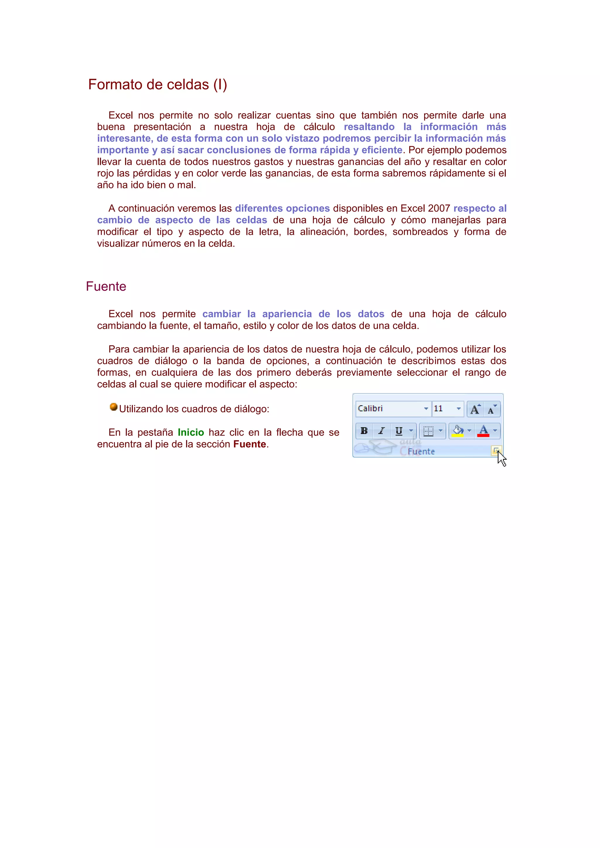 Formato de celdas | DOCX