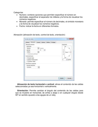 Formato de celdas[1] | DOCX | Computing | Technology & Computing
