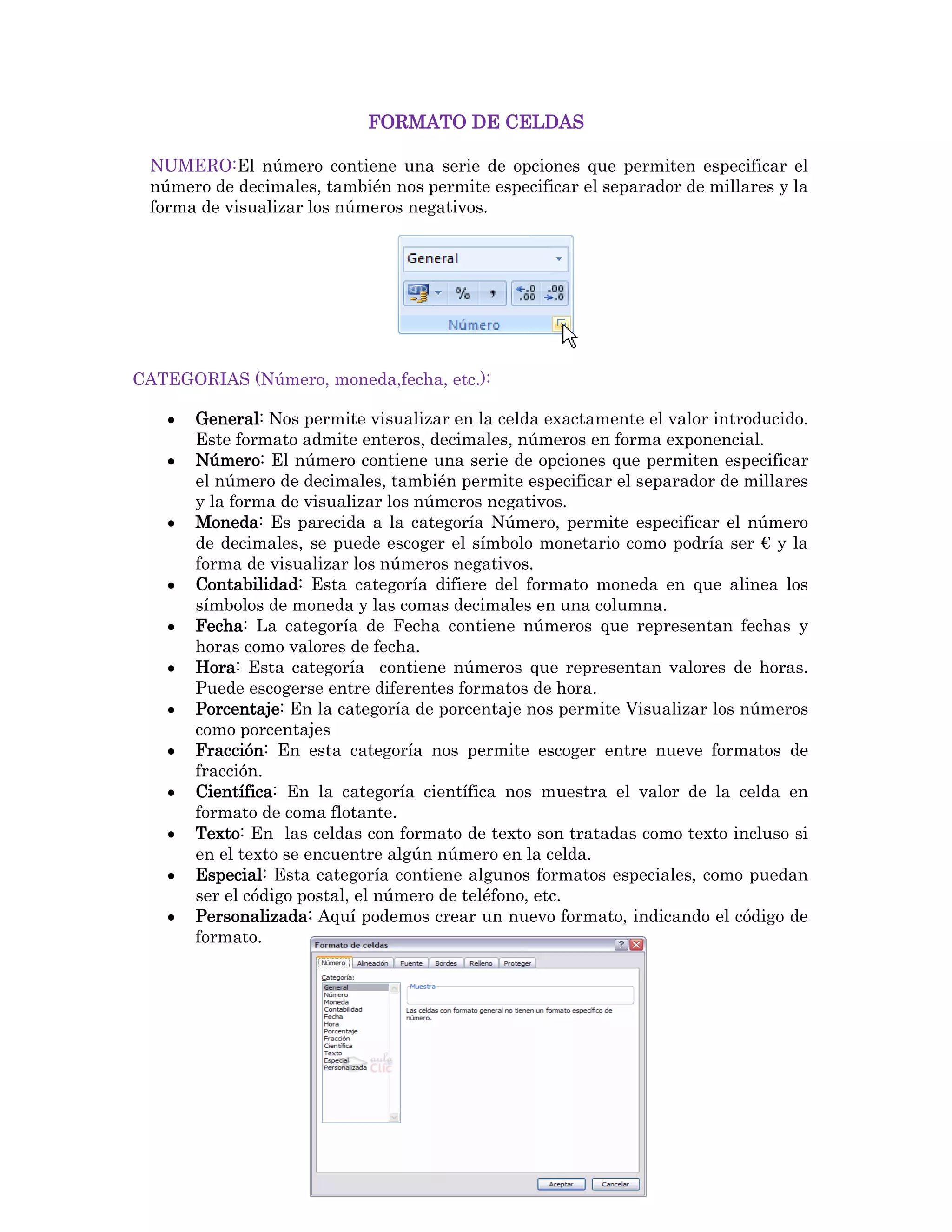 Formato de celdas tarea de computo | DOCX