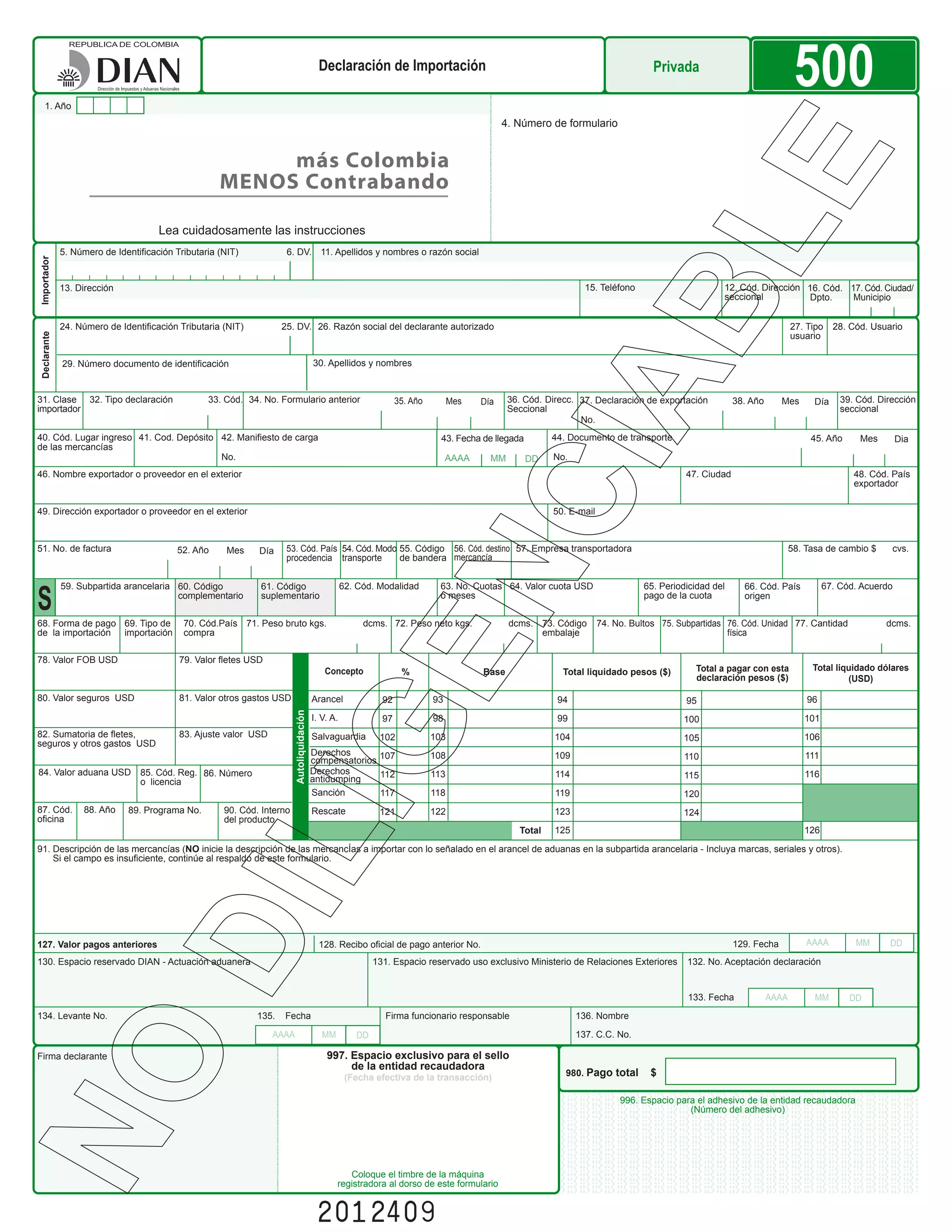 Formato de declaracion de importacion | PDF