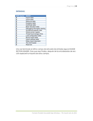 Formato de ficheros ejecutables formato pe | PDF