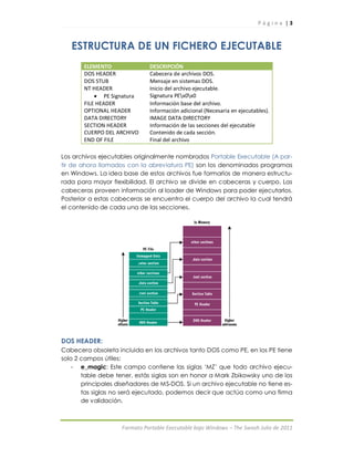 Formato de ficheros ejecutables formato pe | PDF