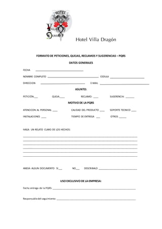 Plantilla De Formulario De Queja Del Cliente