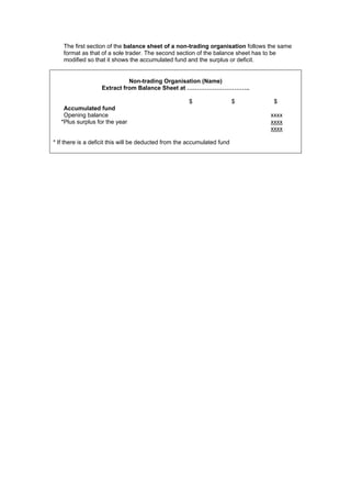 Income Statement Format O Level