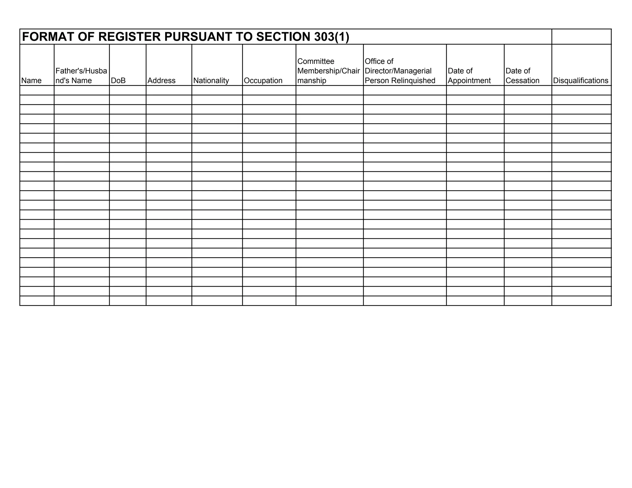 Format Of All Statutory Registers Under Companies Act | PDF