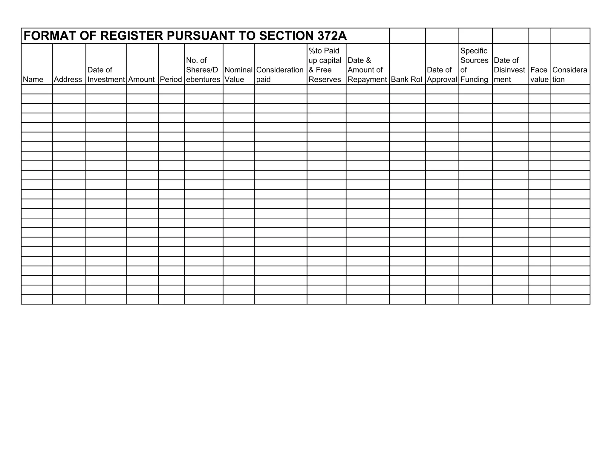 Format Of All Statutory Registers Under Companies Act | PDF