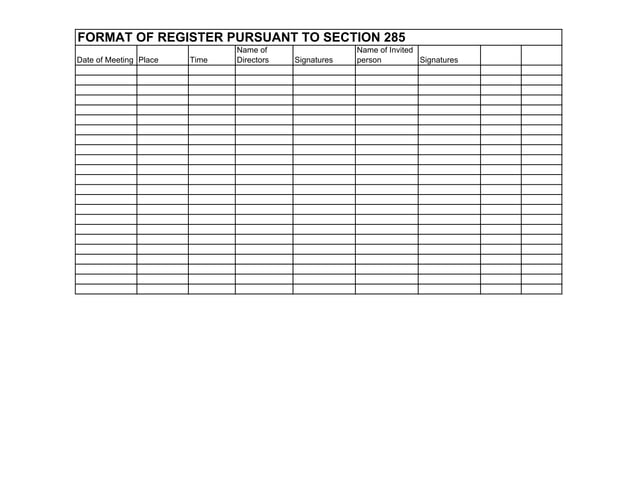 Format Of All Statutory Registers Under Companies Act | PDF